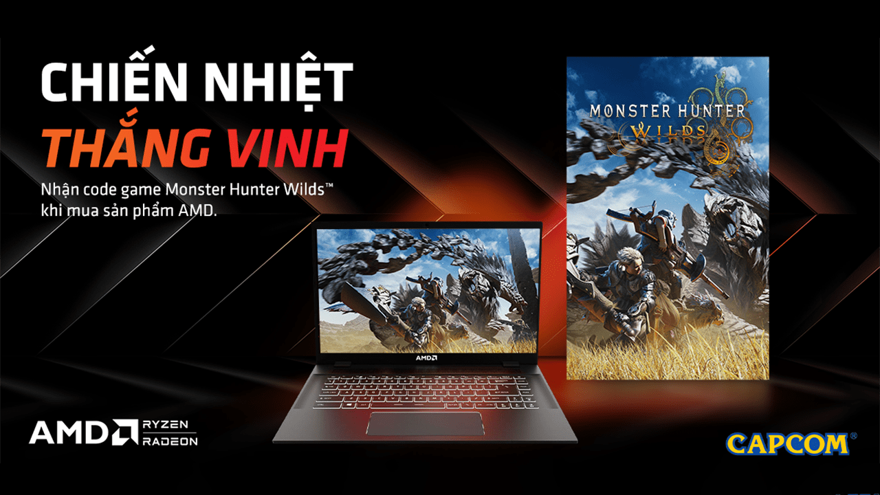Sở hữu ngay code game Monster Hunter Wild khi mua Laptop cấu hình AMD!